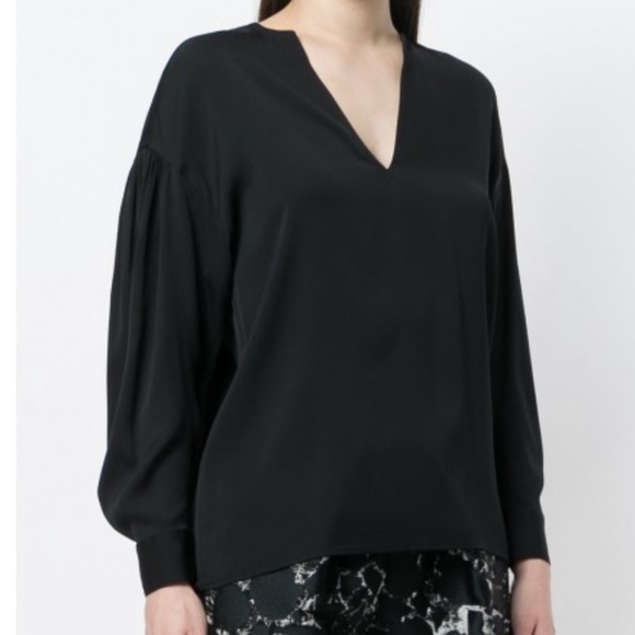 Vince | Tops | Vince Silk Ruched Split Neck Blouse Xs | Poshmark